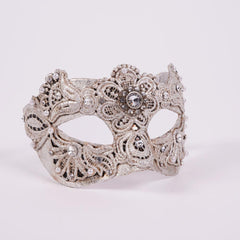 Colombina Macrame Silver Masquerade Mask | VIVO Masks