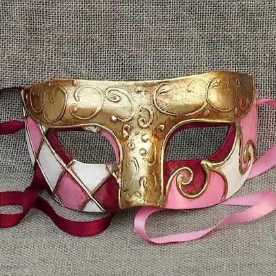 Colombina Harlequin Pink Duo 6 Masquerade Mask | VIVO Masks