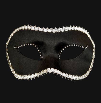Colombina Satin Strass Black Masquerade Mask | VIVO Masks